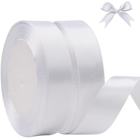 KEYIDO® White Ribbon, 20mm x 44M(50 Yards) Wide Ribbon, Thick White ...