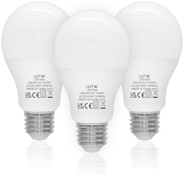 LUTW E27 Screw Bulb, Warm White 3000K, 9W E27 LED Bulb Equivalent to 60 ...