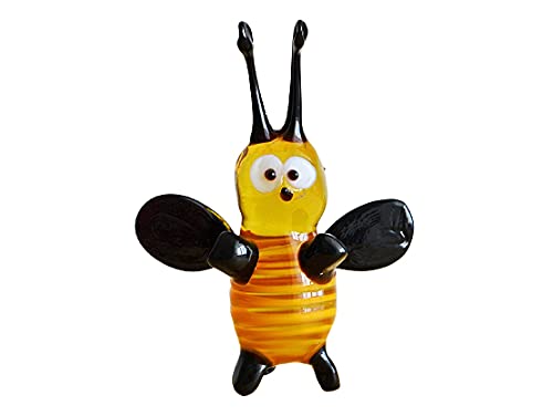 Amazon.com: Glass Bee Figurines Collectible Bee Sculpture Black Glass ...