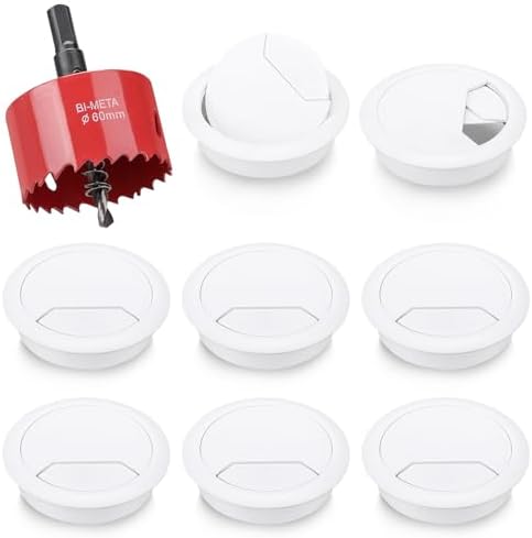8Pcs Desk Grommet with Hole Saw,60mm Cable Wire Grommet Computer ...