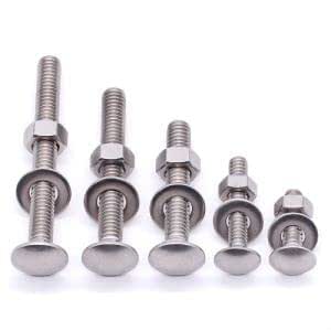 1/2-13 x 4" Stainless Steel Carriage Bolts with Hex Nuts and Flat ...
