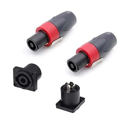 KeepItSecret 4 Pin Plug Audio Cable Plug Socket Adapter Red Speakon XLR ...