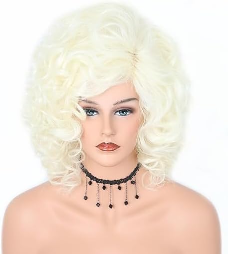 Amazon.com: Lucoacos Women's Short Curly Blonde Beehive Wig Retro ...