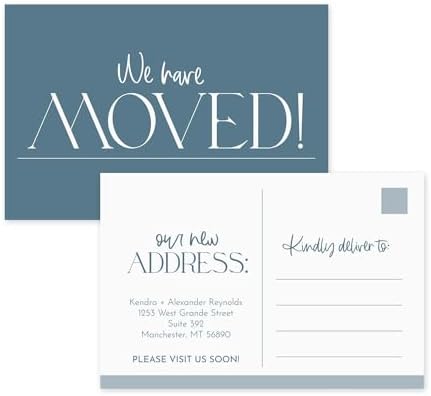 Amazon.com : Personalized Blue We Have Moved Postcards / 50 Custom New ...