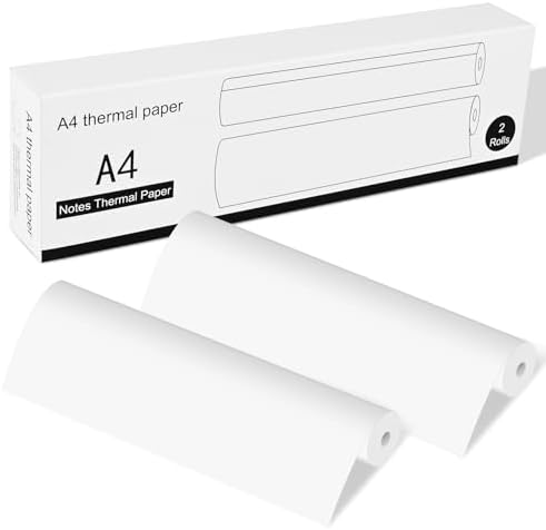 GuKKK A4 Thermal Paper, 2 Rolls, 50 Sheets each, Quick Drying, High ...