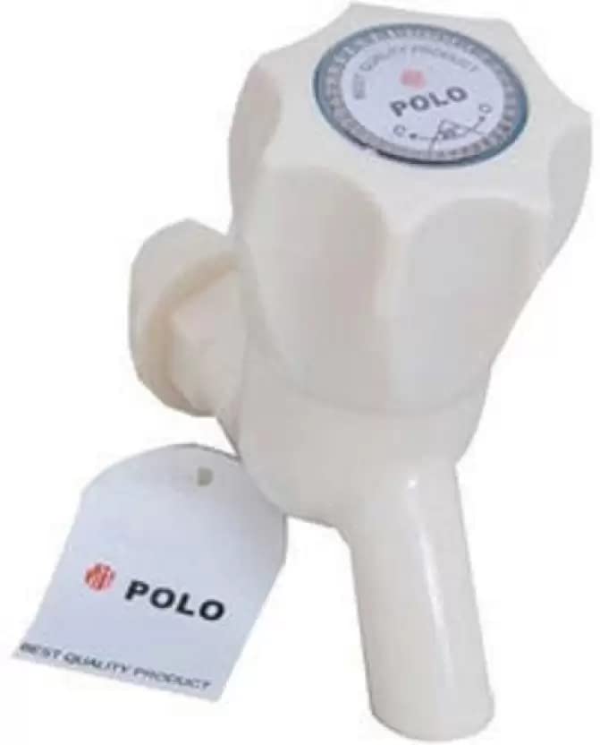 Polo White PVC Short Body Bibcock, Water Tap for Kitchen -(1/2", 15 mm ...