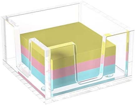 Amazon.com : Acrylic Sticky Note Holder Memo Holder 3.9” x 3.9”x 2.4 ...