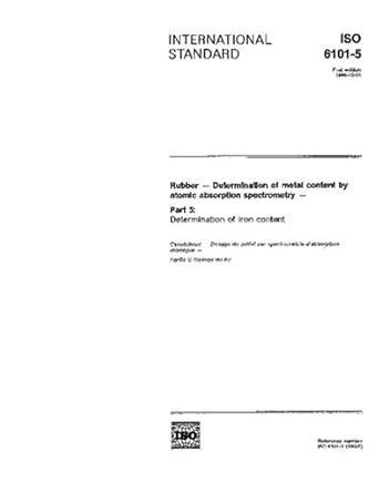 ISO 6101-5:1990, Rubber - Determination of metal content by atomic absorption spectrometry ...