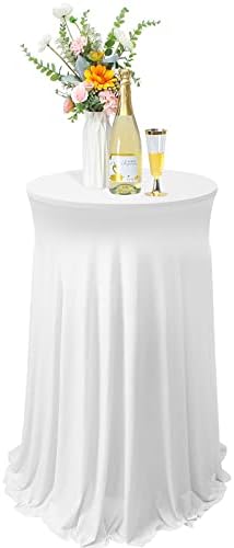 Amazon.com: 32 x 43 Inch Round Spandex Cocktail Tablecloths with Skirt ...