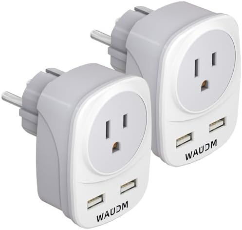 European Travel Plug Adapter with 1 USB,Type C,2 American Outlets ...