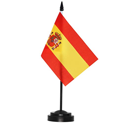 Snapklik.com : ANLEY Spain Deluxe Desk Flag Set - 6 X 4 Inch Miniature ...