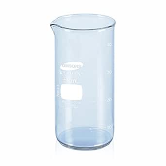 Omsons Glassware | Beaker | Tall Form with Spout | Capacity 50ml | Made ...