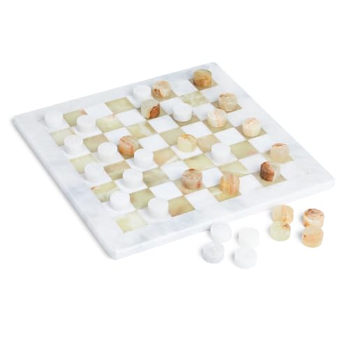 Amazon.com: Premium Marble Checkers Board with Marble Pieces ...