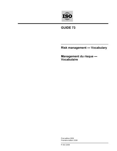 ISO Guide 73:2009, Risk management - Vocabulary : Amazon.in: Books