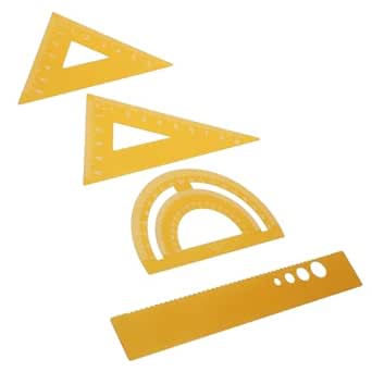 Amazon.com: VILLFUL 4pcs Four Piece Set of Rulers Geometric Template ...