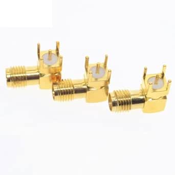 Amazon.com: 10PCS Gold RP-SMA-KWE Adapter PCB Mount RP-SMA Male Pin Jack Right Angle Coaxial RF ...
