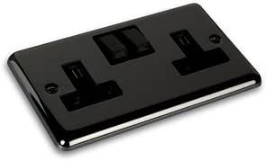 Volex Black Nickel Double Twin Plug Socket with Rounded Edge and Black ...
