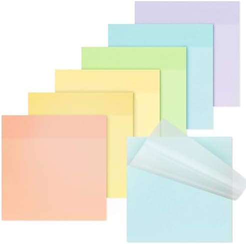 Amazon.com : 8 Pads Transparent Sticky Notes 3x3 inch Bright Color ...