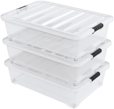 Amazon.com: Dehouse 50 L Large Plastic Under Bed Storage Containers ...