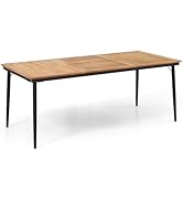 COSTWAY Folding Side Table with Tray, Solid Acacia Wood Garden Coffee ...