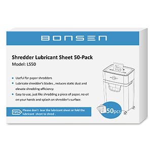 BONSEN Paper Shredder Lubricant Sheets, Shredder Oil Sheets, 50 Pack ...