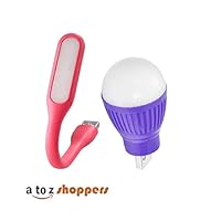 Combo of 2 Portable Flexible Mini USB LED Bulb & USB LED Light for ...