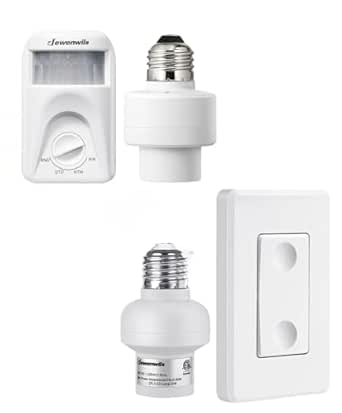 DEWENWILS Remote Control and Motion Sensor Light Bulb Socket, E26 E27 ...