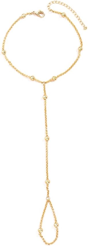 Amazon.com: Gold Hand Chain Bracelets Non Tarnish Finger Chain Ring ...