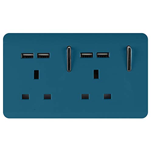 Trendi 2 Gang Artistic Modern Glossy 13 Amp 4×2.1mA USB Switched ...