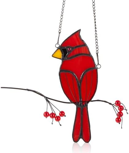Amazon.com : Soaoo Glass Cardinal Ornaments Red Cardinal Gifts Stained ...