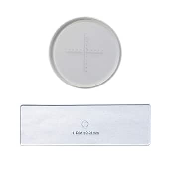 MUHWA 0.1mm High Precision Ocular Micrometer + 0.01mm Stage Micrometer ...