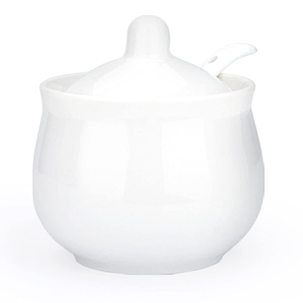 Cyimi Sugar Bowl Porcelain with Lid and Spoon,7 OZ Ceramic Salt Storage ...