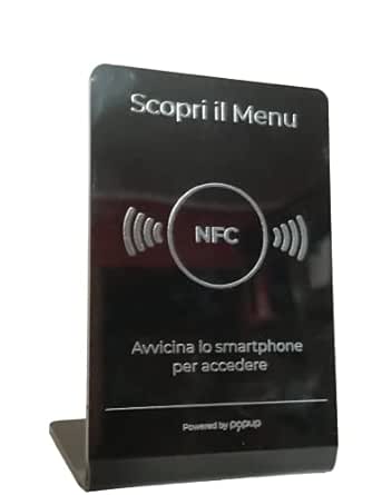 Espositore NFC Menu Popup in PVC nero con dettagli argento - Menu ...