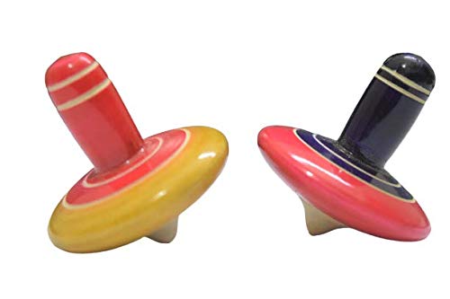 Buy wooden hand spinning top set of 2 nos Multi color - eco friendly ...