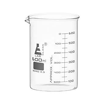 Eisco Boro 3.3 Glass Dual Scale Graduated Beaker - 600ml | Low Form with Spout | White ...
