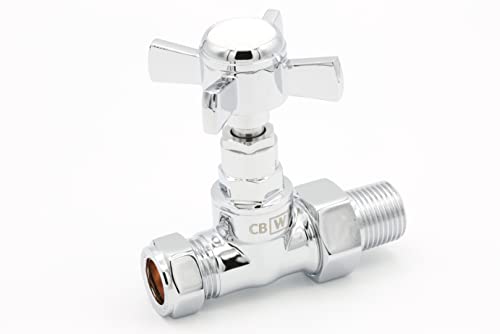 Center Traditional Chrome Radiator Valves Straight Pair of 15mm Valves ...
