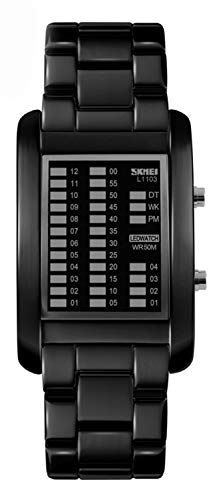 Men's Creative Binary Matrix Blue LED Digital Waterproof Watch ...