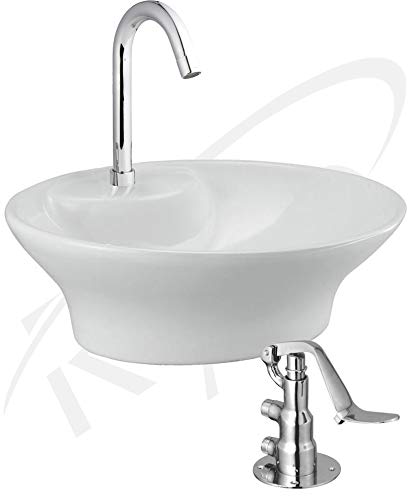 RYBO FOOT OPERATED HANDS PEDAL TYPE WASH BASIN FAUCET TAP INSTALLED ...