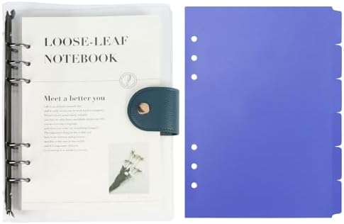 Amazon.com : A5 Binder 6-Ring Clear Binder Notebook Cover, Black Round ...