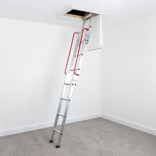 LOFT-TRAC Premium Aluminium Loft Ladder with Handrail & Dual Pivot Arms ...