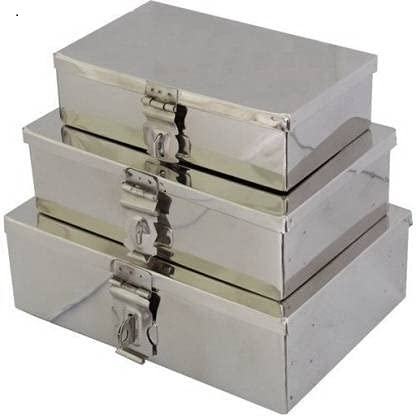 Crevita Stainless Steel Storage Boxes,Cash Peti, Pooja Peti,Organizer ...