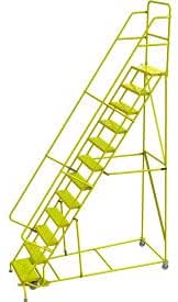 Tri Arc Mfg Tri Arc Perforated 24"W 12 Step Steel Rolling Ladder, 10"D ...