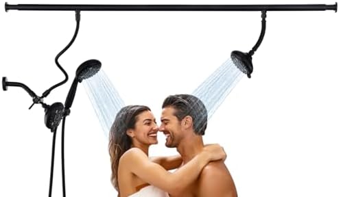 DEVA Dual Shower Head for Couples, Double Shower System for Two People, 6+3 Adjustable Spray ...