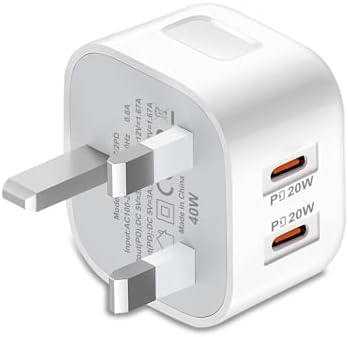 USB C Plug Charger for iPhone 16 15,40W Dual Type-C Fast Charger Wall ...