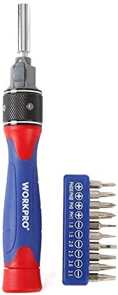 WORKPRO W021178 12 Piece Dual Drive Precision Ratchet Screwdriver and Bits (Single Pack ...