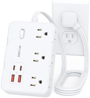 Amazon.com: Surge Protector Power Strip - Extension Cord with 6 AC Outlets 4 USB (2 USB-C Ports ...