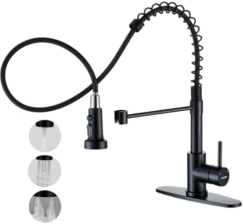 TOYWIA Kitchen Faucets with Pull Down Sprayer, Matte Black Stainless ...
