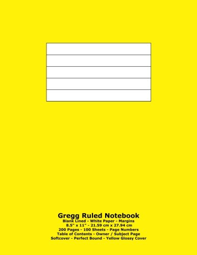 Gregg Ruled Notebook: Blank Lined - White Paper - 8.5" x 11" - 21.59 cm ...