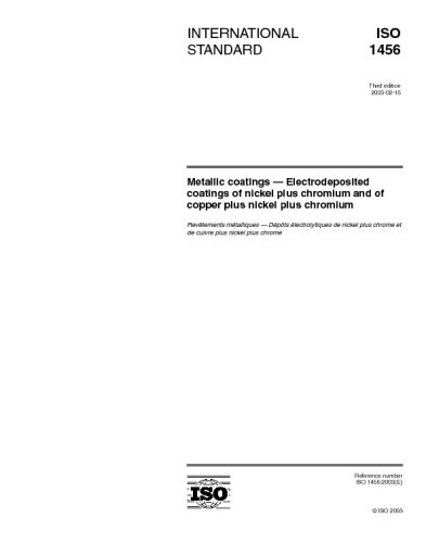 ISO 1456:2003, Metallic coatings - Electrodeposited coatings of nickel ...