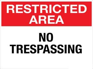 Restricted Area. No trespassing Sign Board, Water Proof Signature Board ...